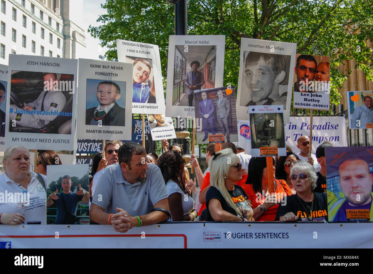 London, UK. 3rd Jun, 2018. Anti-knife crime protest opposite Downing ...