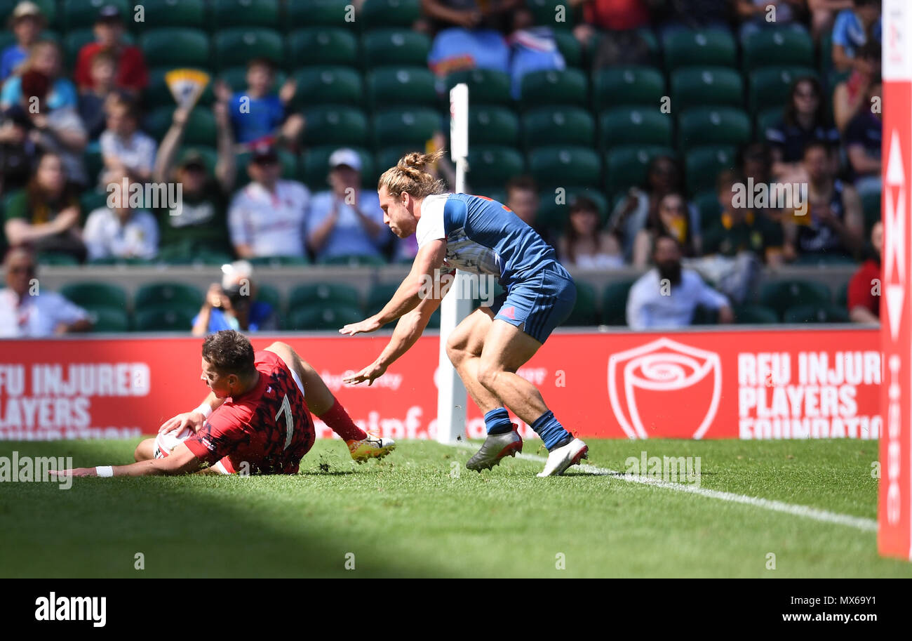 Twickenham Stadium, London, UK. 3rd June, 2018. HSBC World Rugby Sevens ...