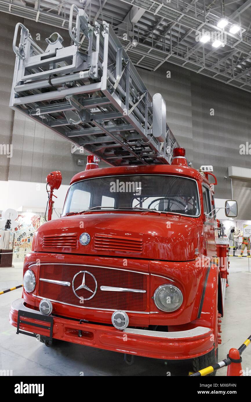 Tokyo, Japan. 3rd June, 2018. An old fire engine on display during the ...