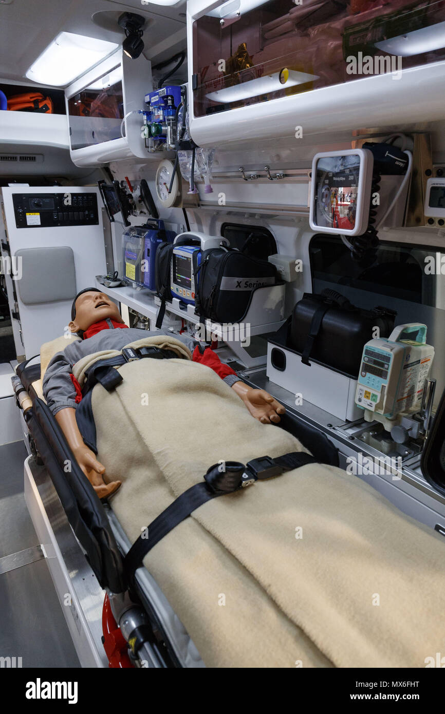 Tokyo, Japan. 3rd June, 2018. The interior of a Japanese ambulance on ...