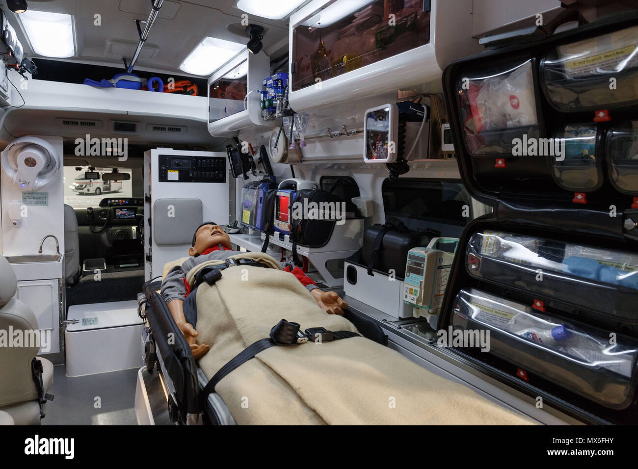 Tokyo, Japan. 3rd June, 2018. The interior of a Japanese ambulance on ...