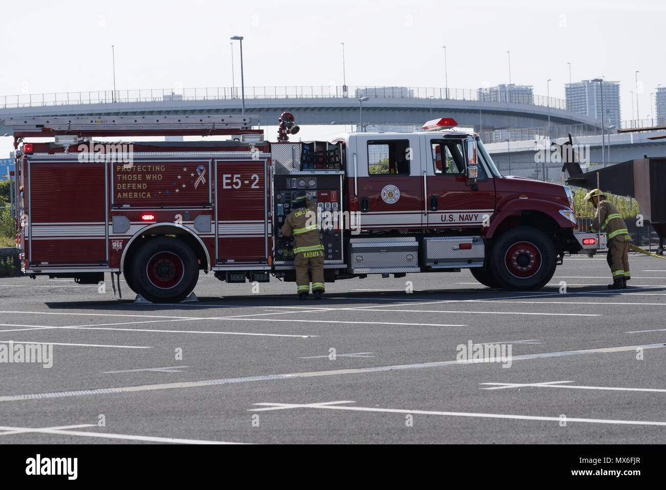 Tokyo, Japan. 3rd June, 2018. A US Navy fire truck is seen during the ...