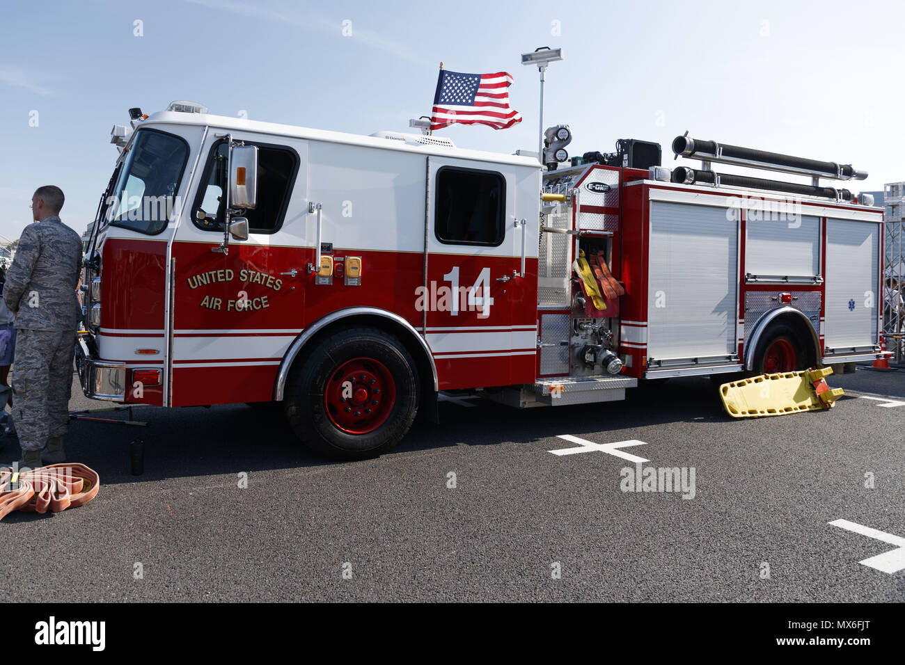 Tokyo, Japan. 3rd June, 2018. A US Navy fire truck on display during ...