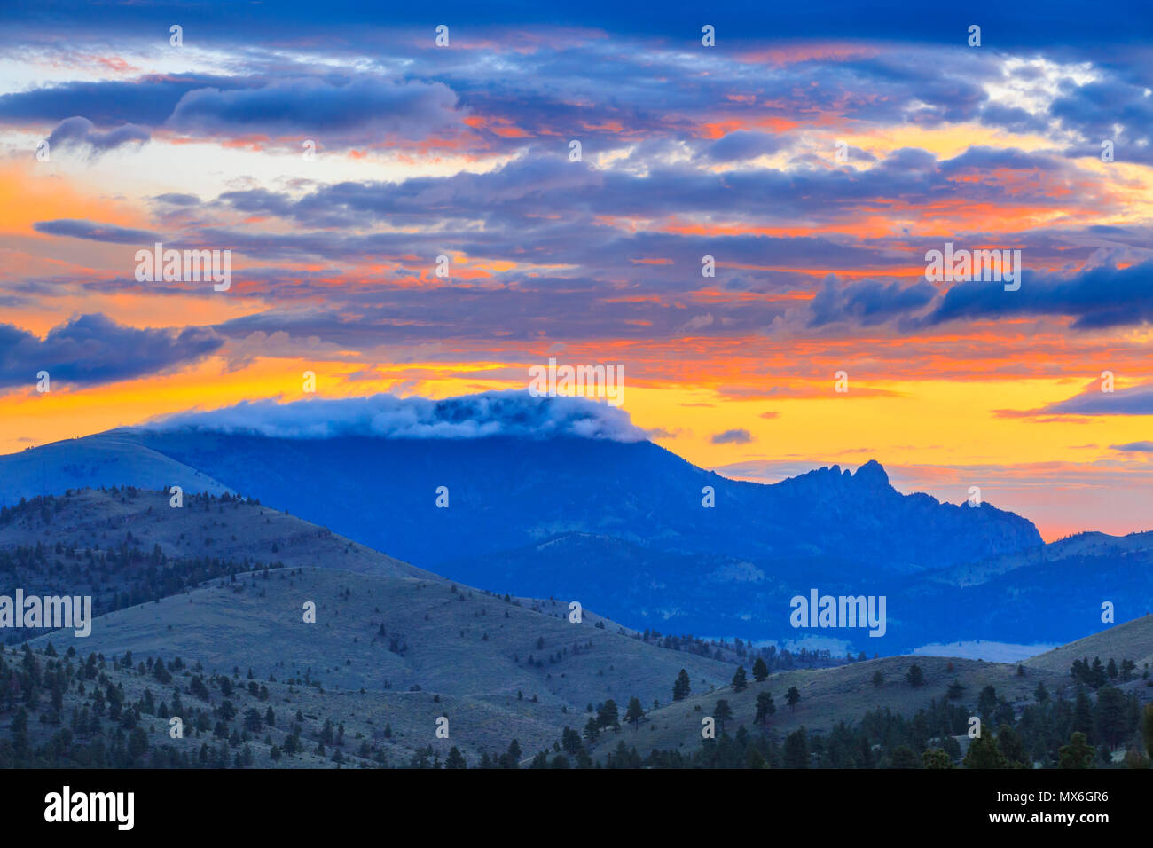 sunrise over the sleeping giant mountain near helena montana Stock ...