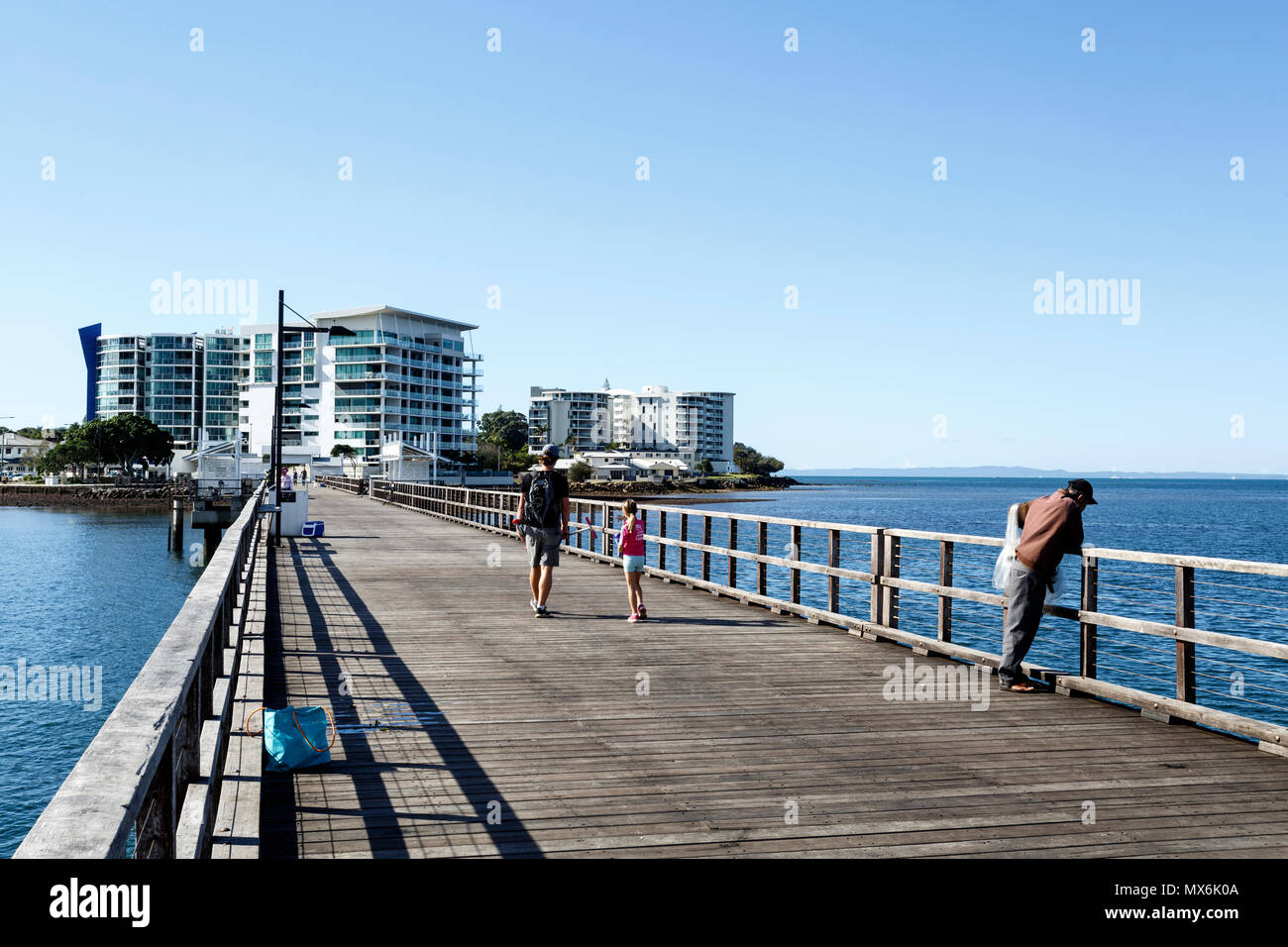 Panoramic view of the Woody Point Jetty, a 240 meters long pier in the ...