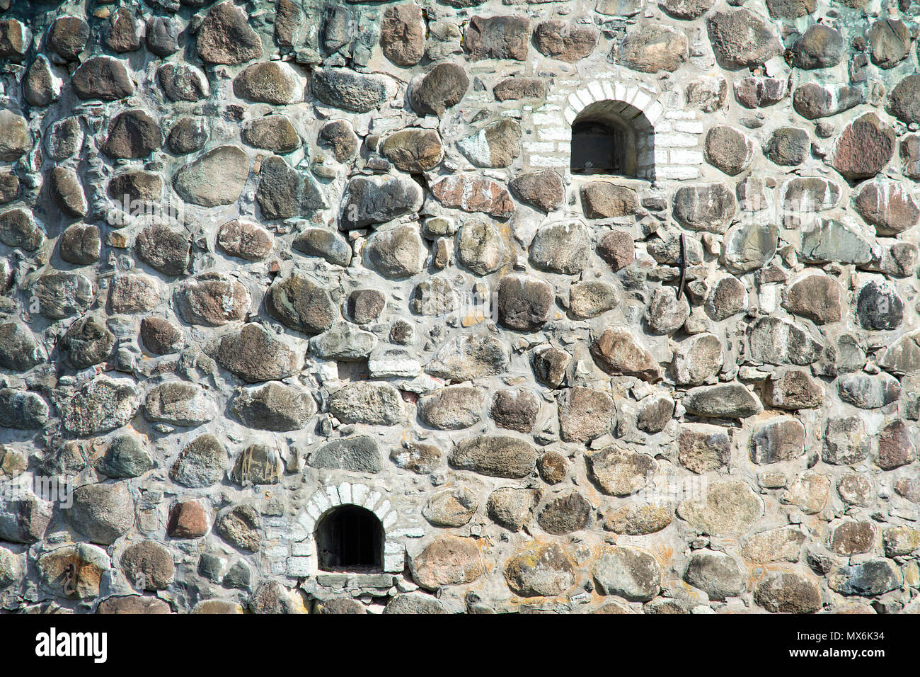 Closeup of old castle wall with windows Stock Photo - Alamy