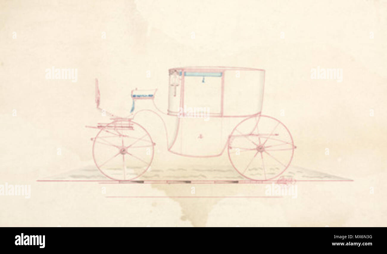 . Drawing, one of ten pen and ink design for carriages manufactured by ...