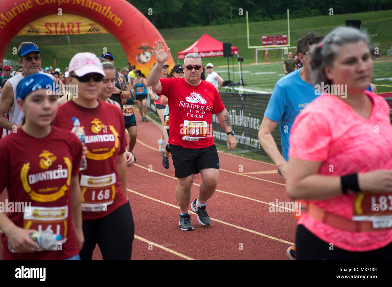 Luis Gonzalez Jr. waves during the Centennial Quantico 100, held at ...