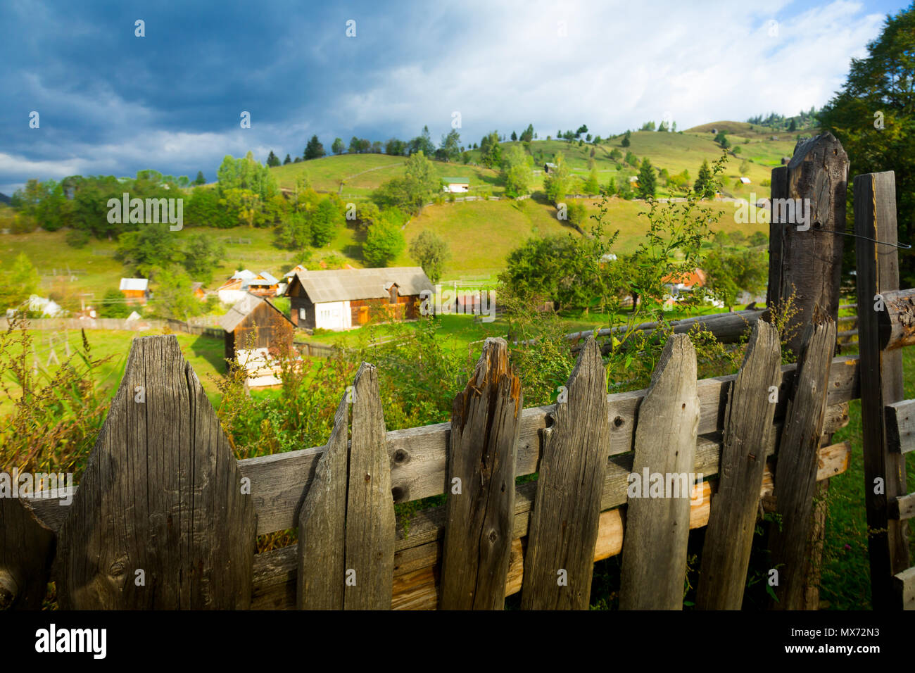 Rural landscape of romanian village Sadova, Suceava county, Romania ...