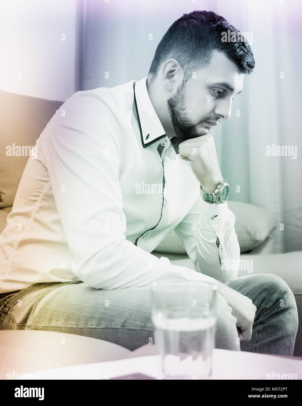 Sad depressed man spending hi-res stock photography and images - Alamy