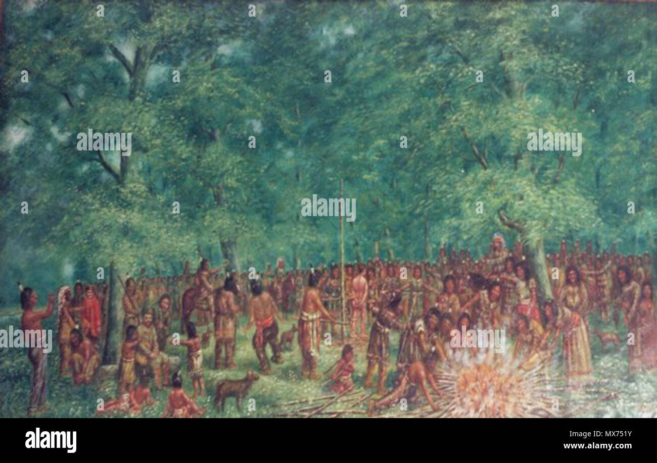 . Native Americans burning Colonel William Crawford at the stake. 1915 ...