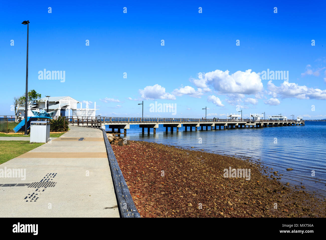 Panoramic view of the Woody Point Jetty, a 240 meters long pier in the ...