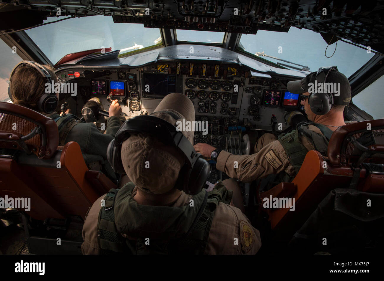 U.S. Navy aircrew assigned to Patrol Squadron FORTY-SIX (VP-46), fly a ...