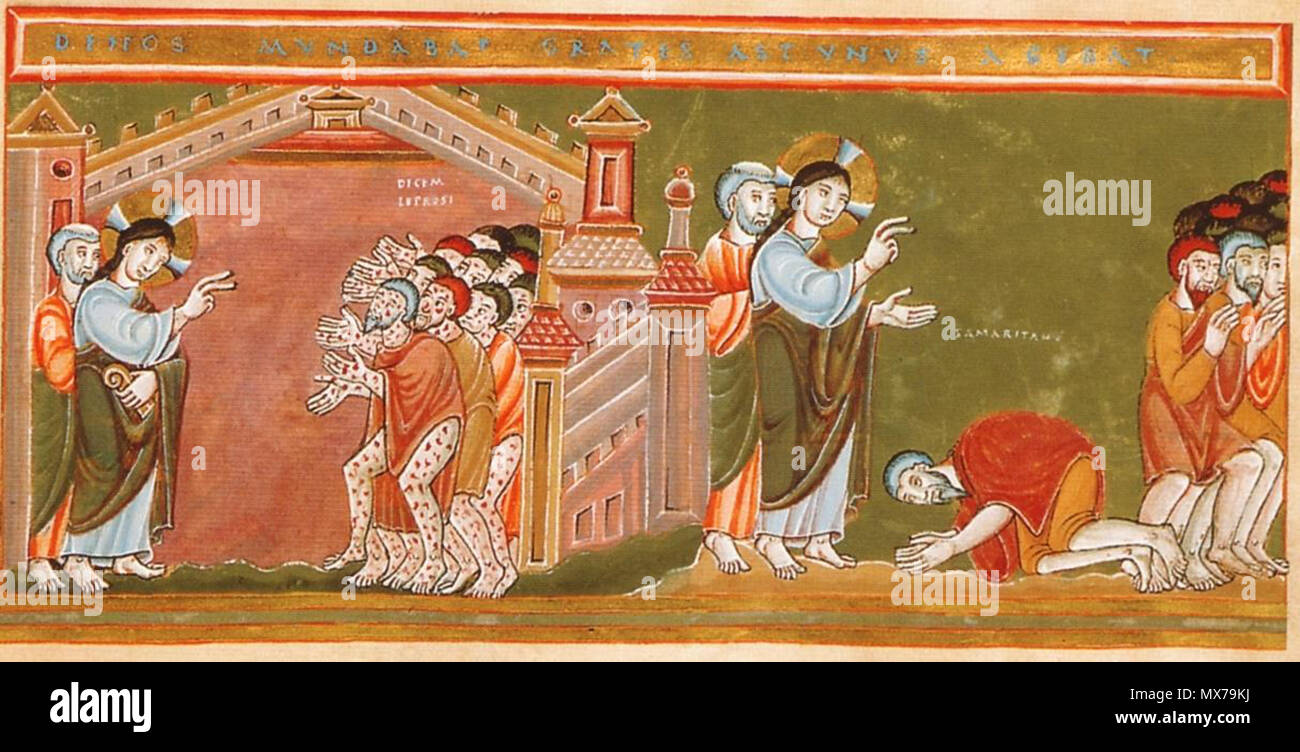 . English: Cleansing of the ten lepers . Deutsch: um 1035-1040 English ...
