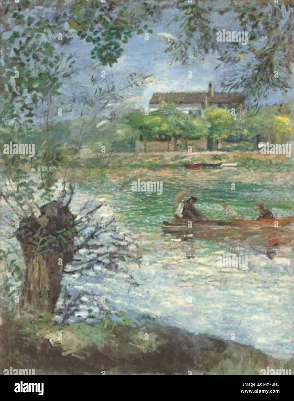 . Français : Saules et personnages dans une barque . circa 1880 545 ...