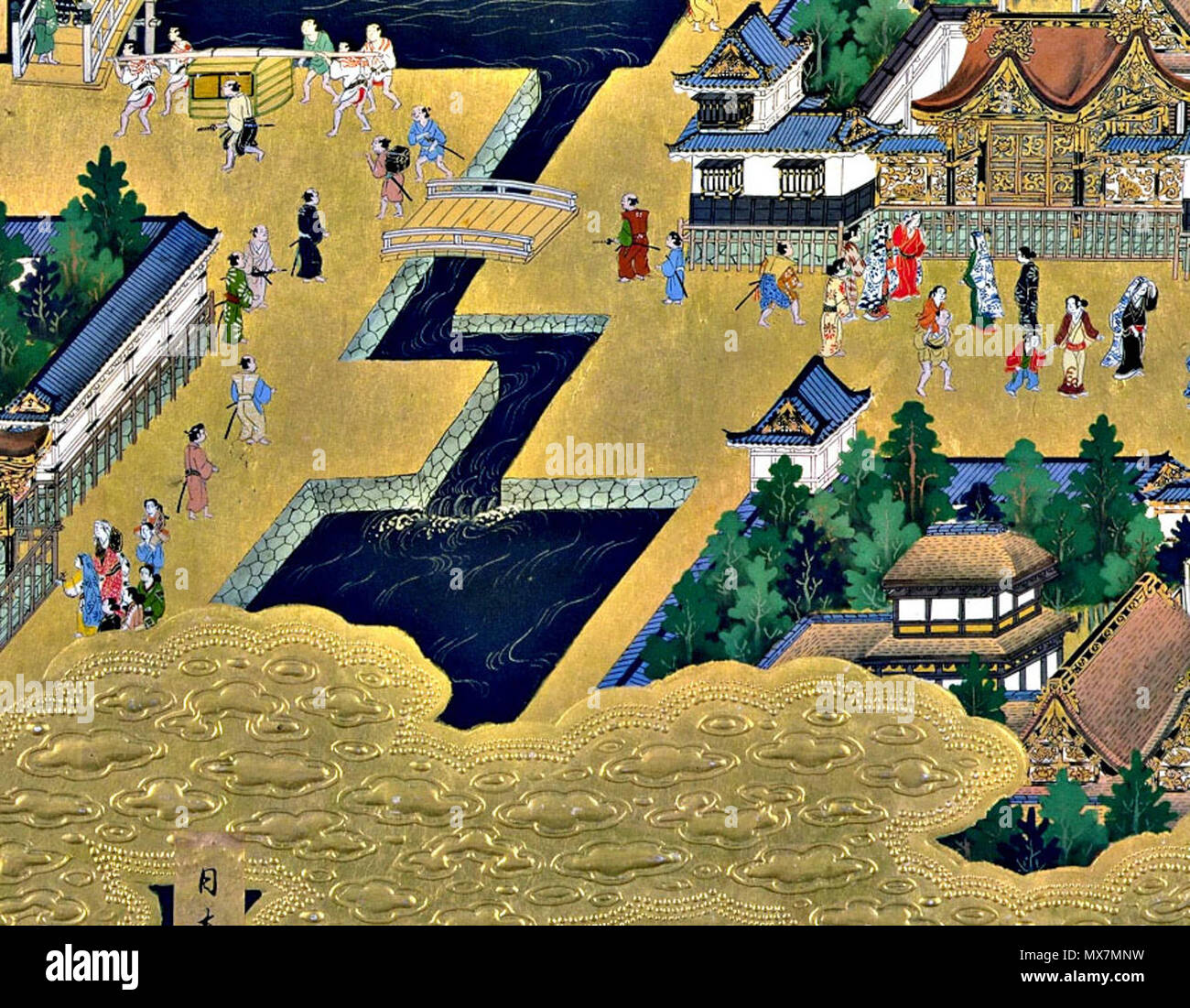 . LOWER MIDDLE OF SECOND PANEL, Left Screen (Otemon Gate of Edo Castle ...