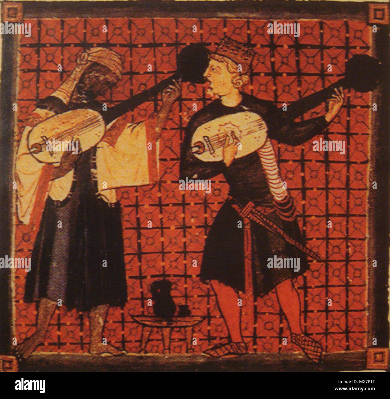 . English: Christian and Muslim playing ouds . 13th century. Alfonso X ...