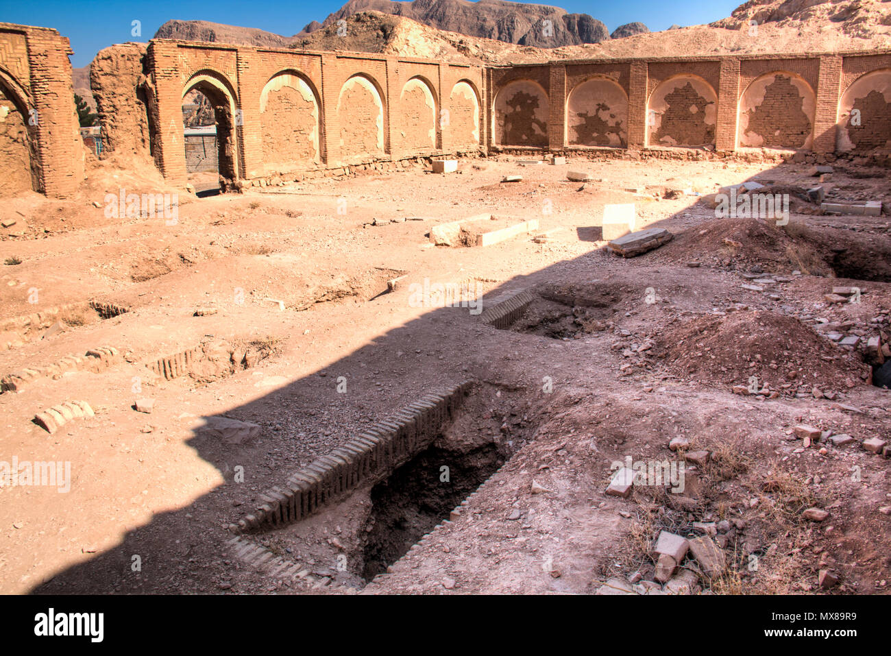 Ancient demolished Christian cemetery at the outskirts of the desert ...