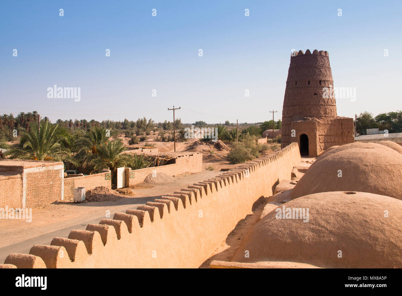 The old mud-brick caravanserai in Shahdad, the last village before the ...