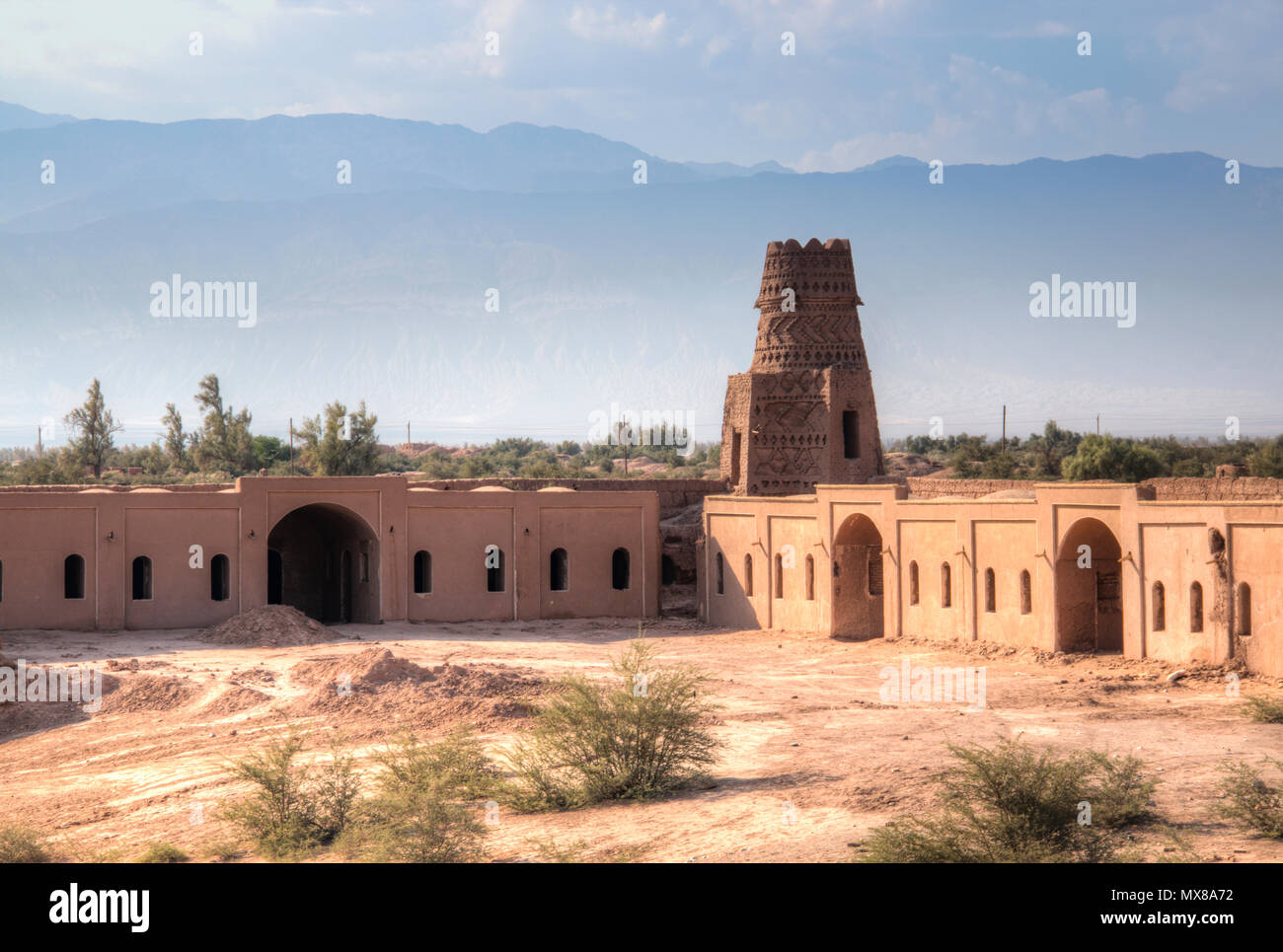 The old mud-brick caravanserai in Shahdad, the last village before the ...
