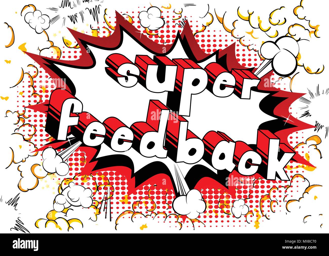 Super Feedback - Comic book word on abstract background Stock Vector ...