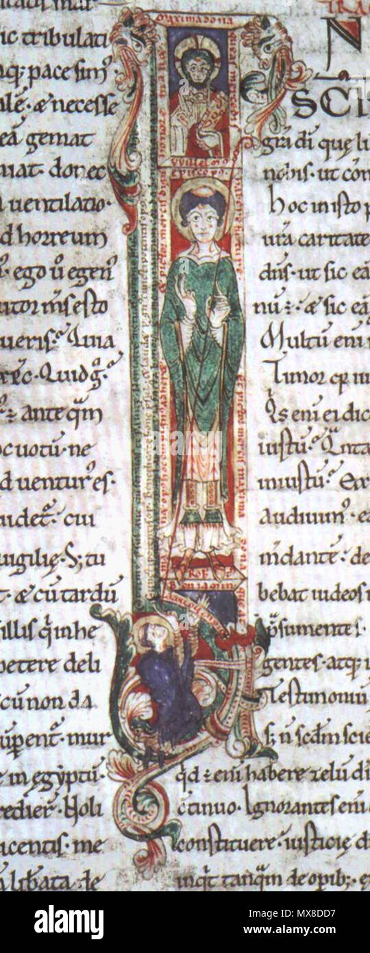 . Detail of folio 102r from an 11th Century manuscript of St Augustine ...