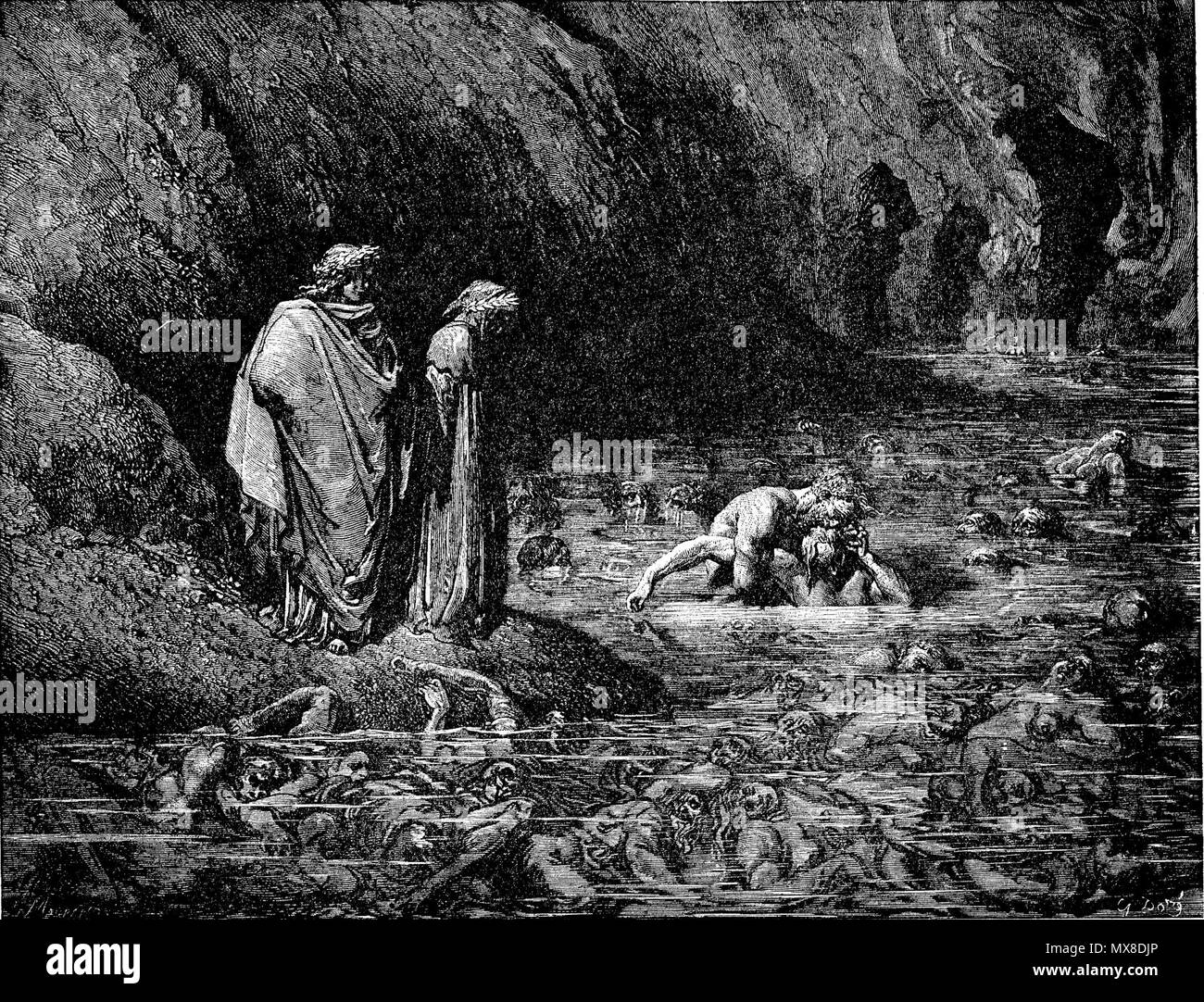 . High resolution scan of engraving by Gustave Doré illustrating Canto ...