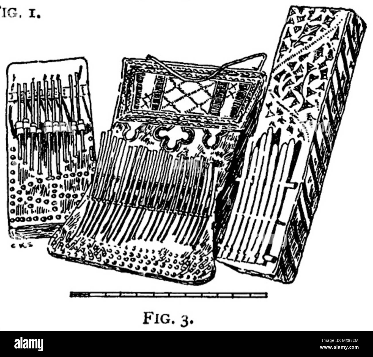 . African Zanzes - iron or bamboo tongues mounted on a resonance-box ...
