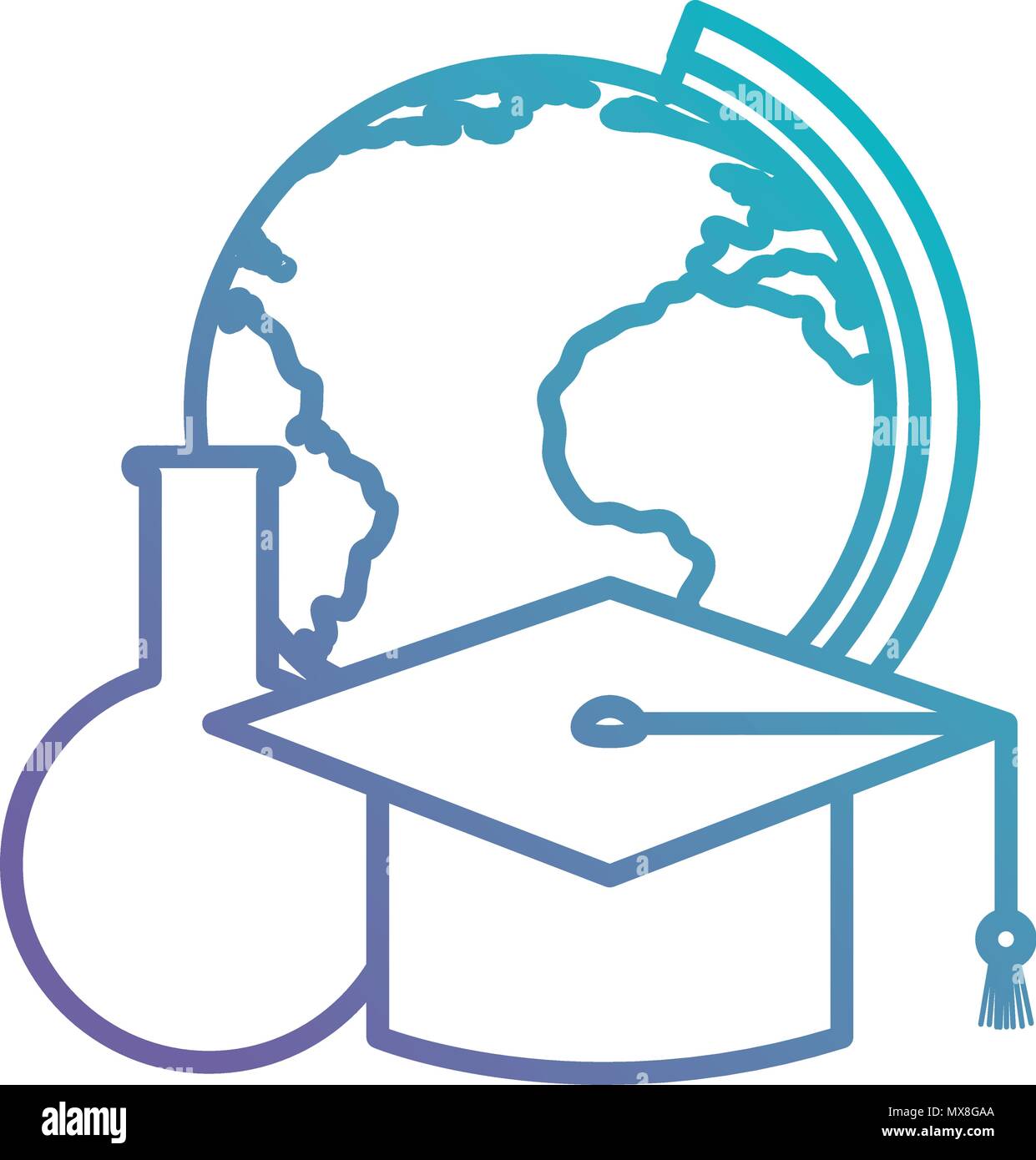 world planet earth with graduation hat and tube test Stock Vector Image ...