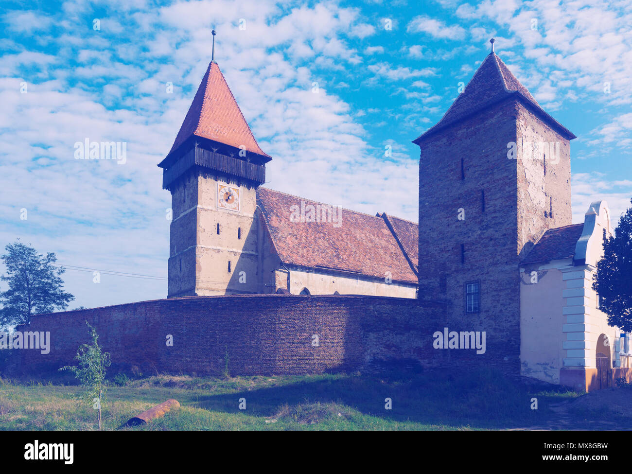 View of medieval fortified church of Brateiu, Romania Stock Photo - Alamy