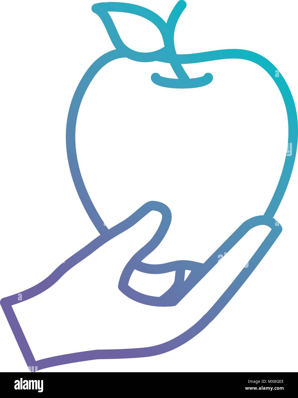 hand with apple fresh fruit icon Stock Vector Image & Art - Alamy