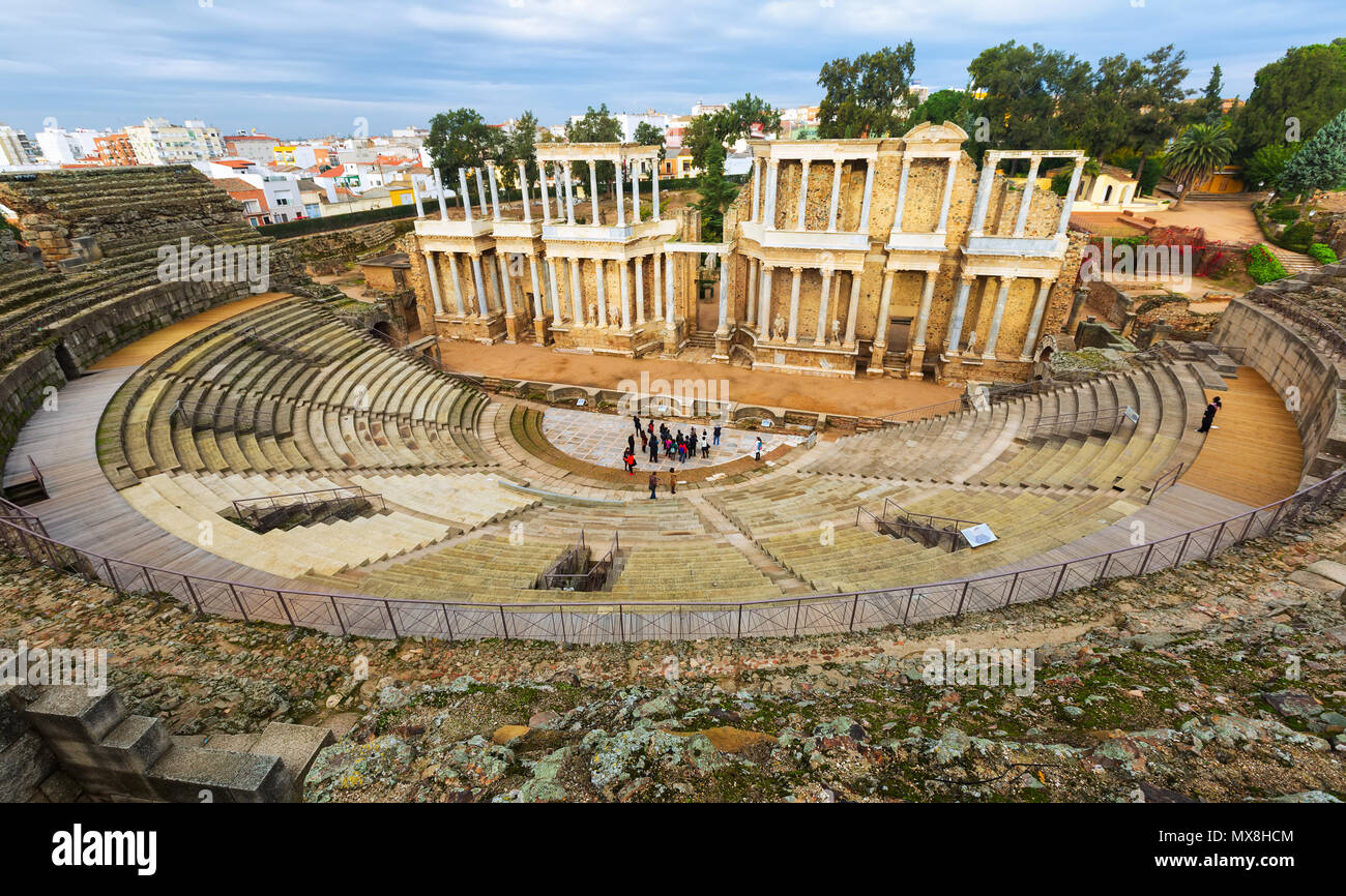 Old Roman Theatre in Merida, Spain. Built by the Romans in end of the ...