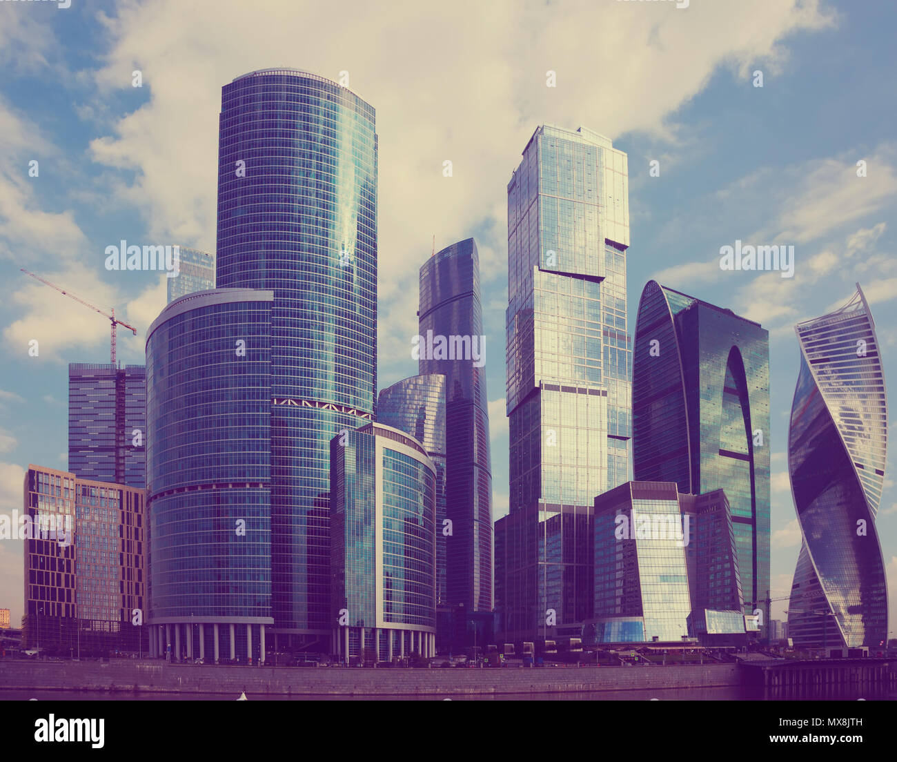 business complex of moscow city with modern futuristic architecture ...