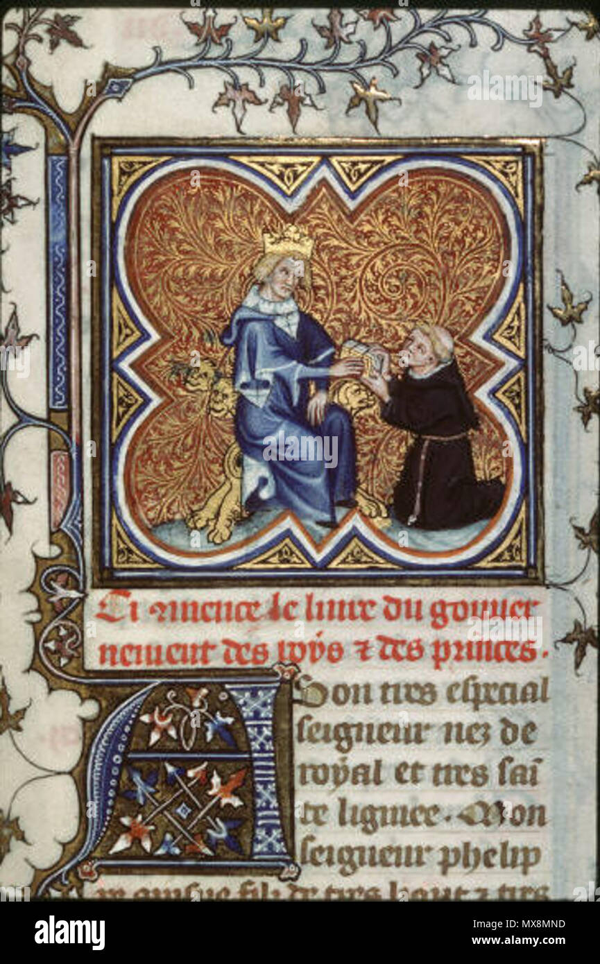 . Français : Gilles de Rome remettant son ouvrage à Philippe le Bel ...