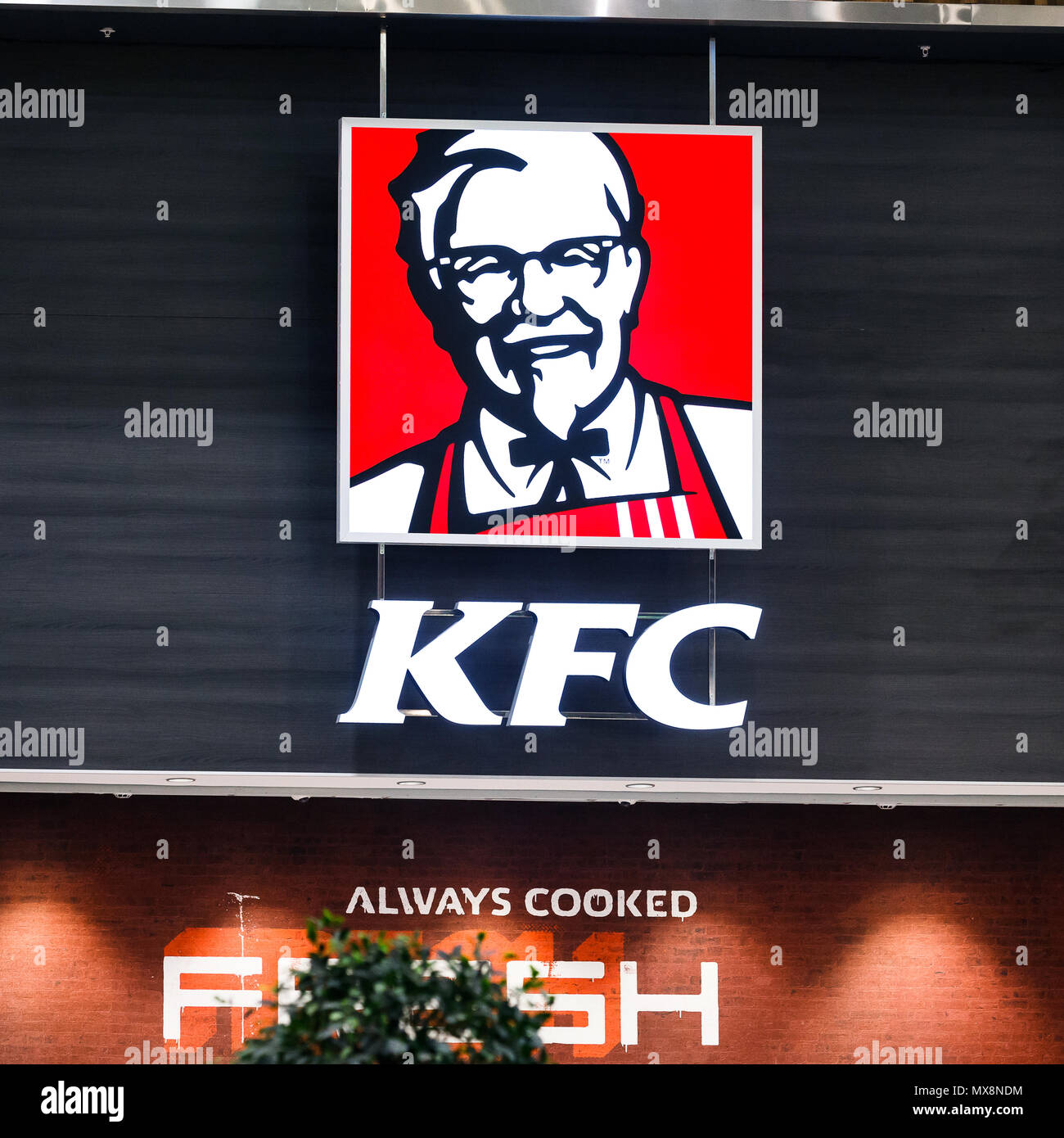 Kentucky Fried Chicken (KFC) Sign. KFC is a fast food restaurant chain ...
