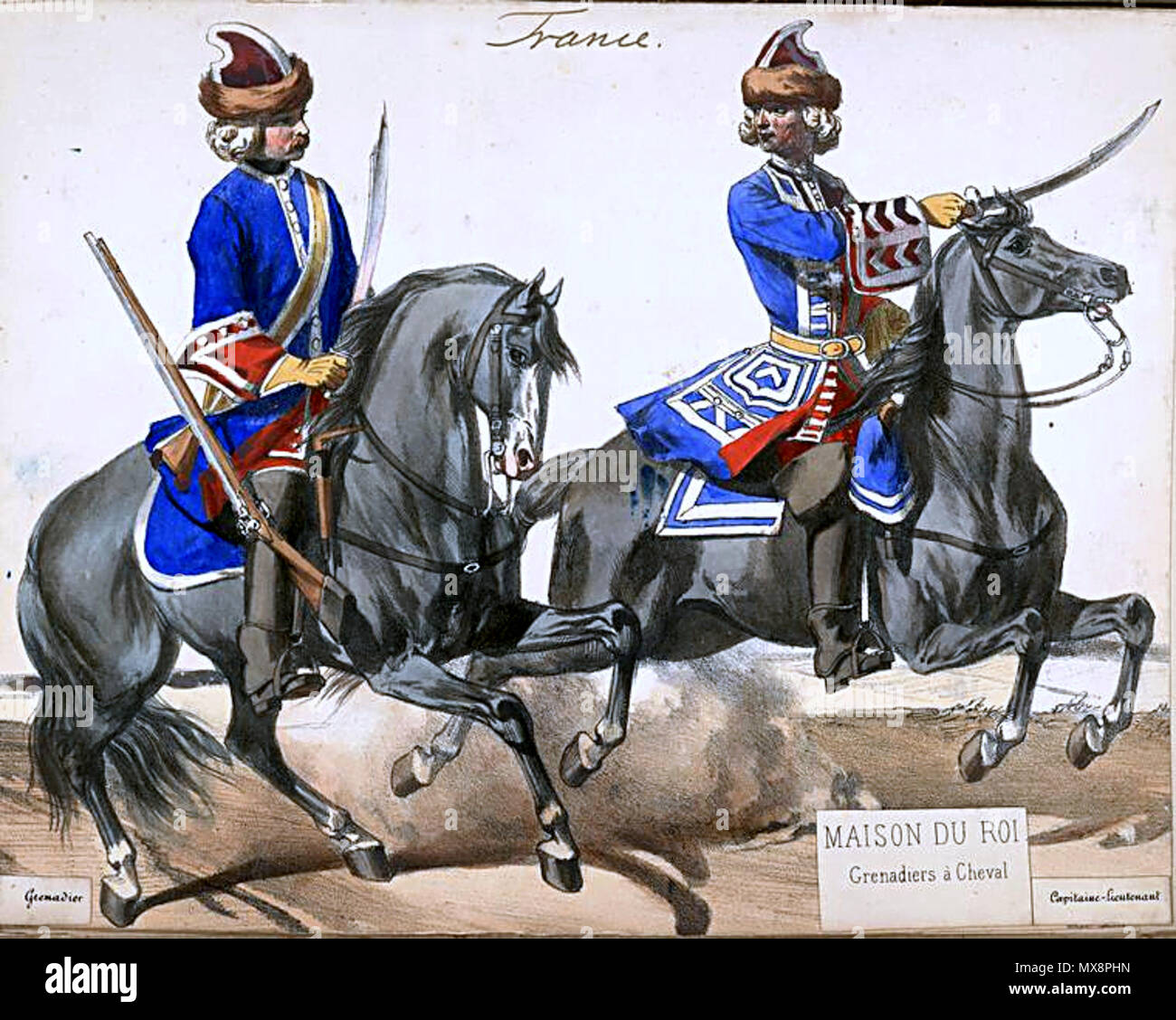 . English: French mounted grenadiers of Louis XV Français : Grenadier à ...