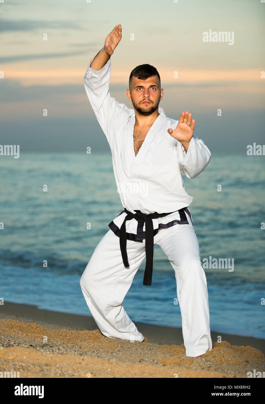 Karate on sunset beach hi-res stock photography and images - Alamy