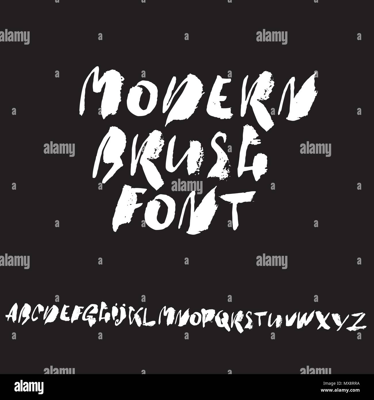 Grunge distress font. Modern dry brush ink letters. Handwritten ...