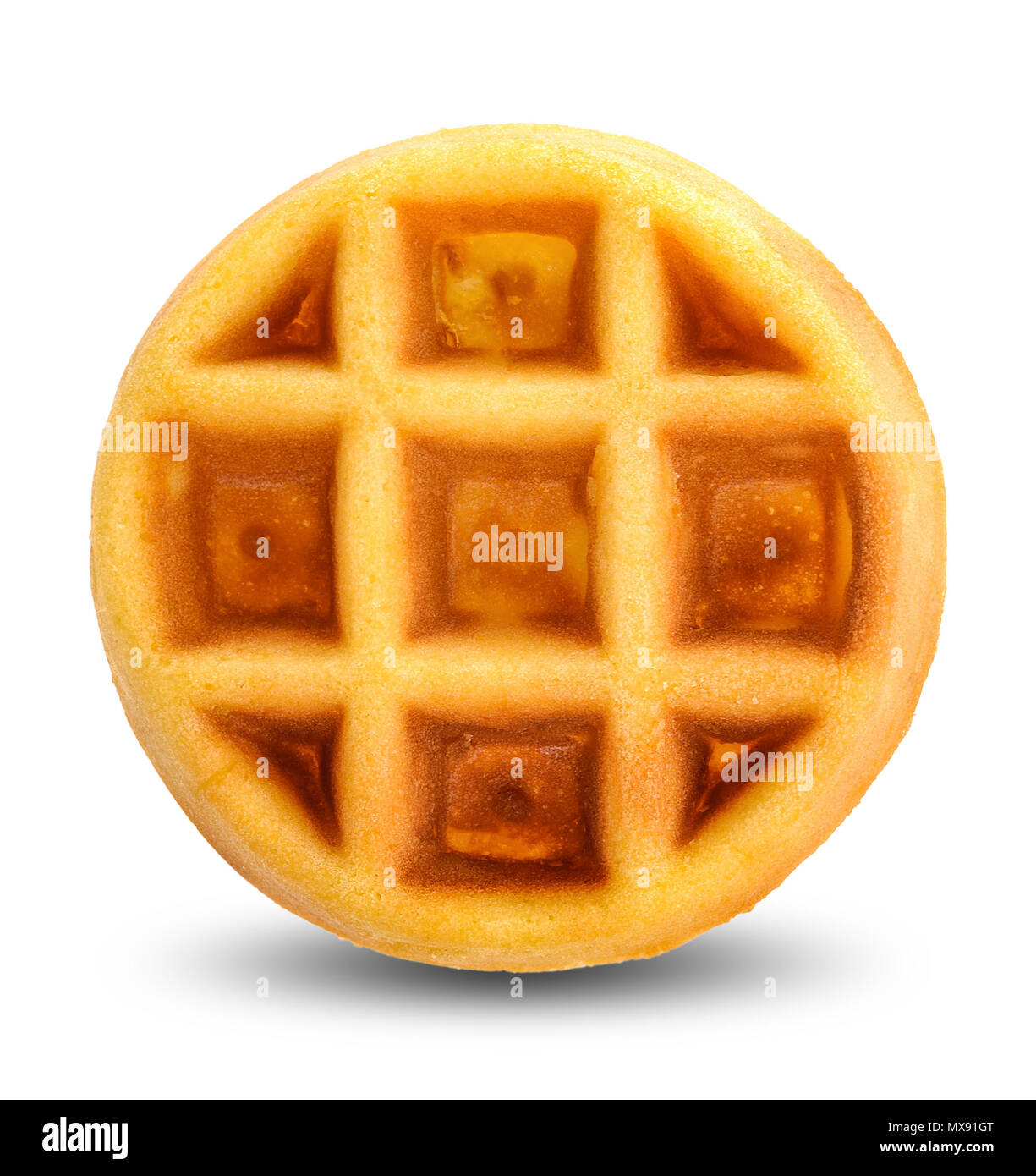 Round waffle isolated on the white background Stock Photo - Alamy