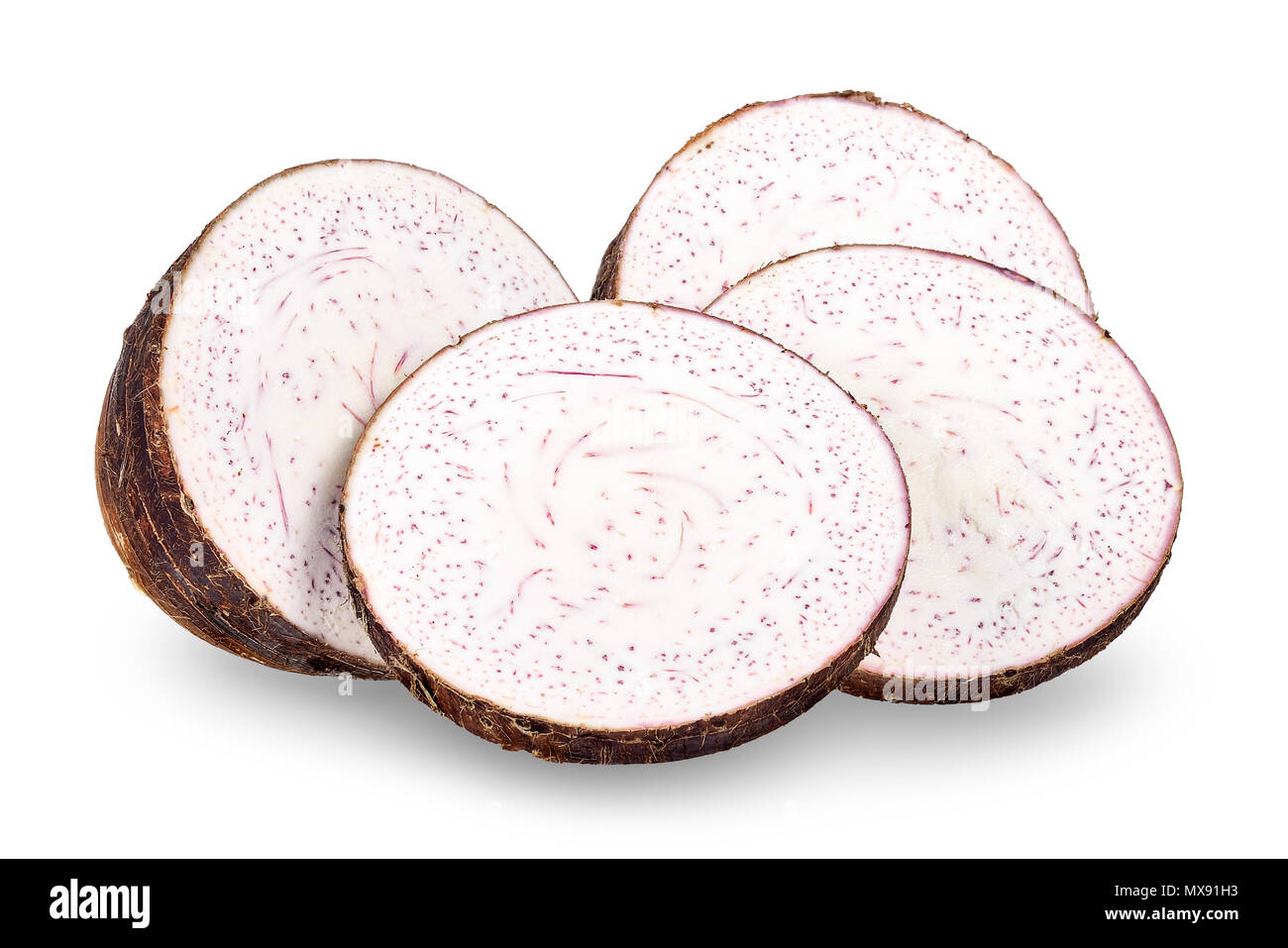 Slice taro isolated on white with clipping path Stock Photo - Alamy