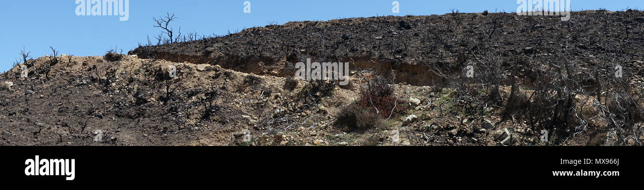 After disaster fire on the rock Stock Photo - Alamy