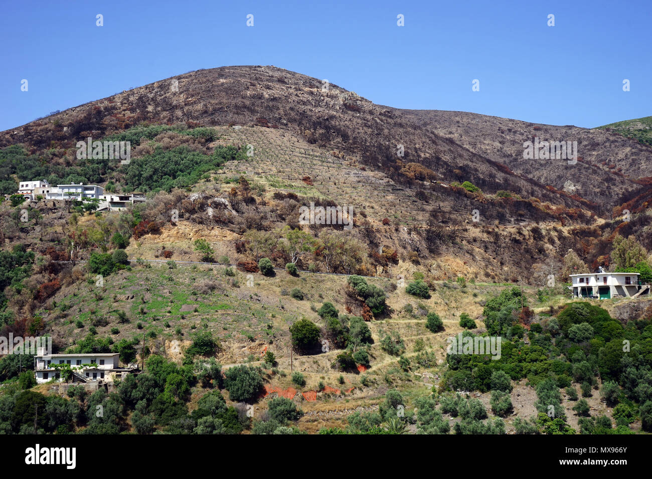 Houses on the slope of mount Stock Photo - Alamy