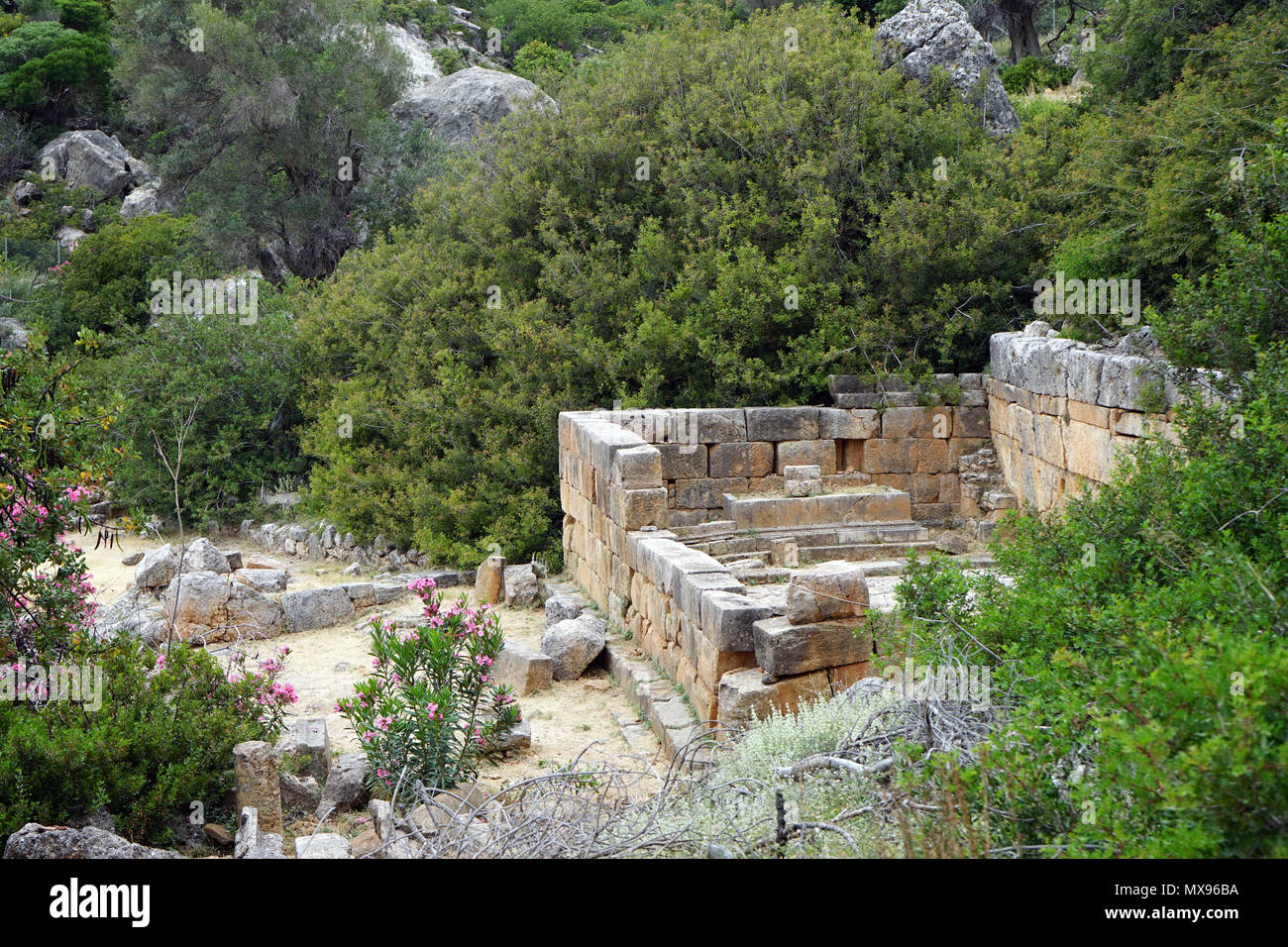 SYIA, GREECE - CIRCA MAY 2018 The Temple of Asklipios in ancient town ...