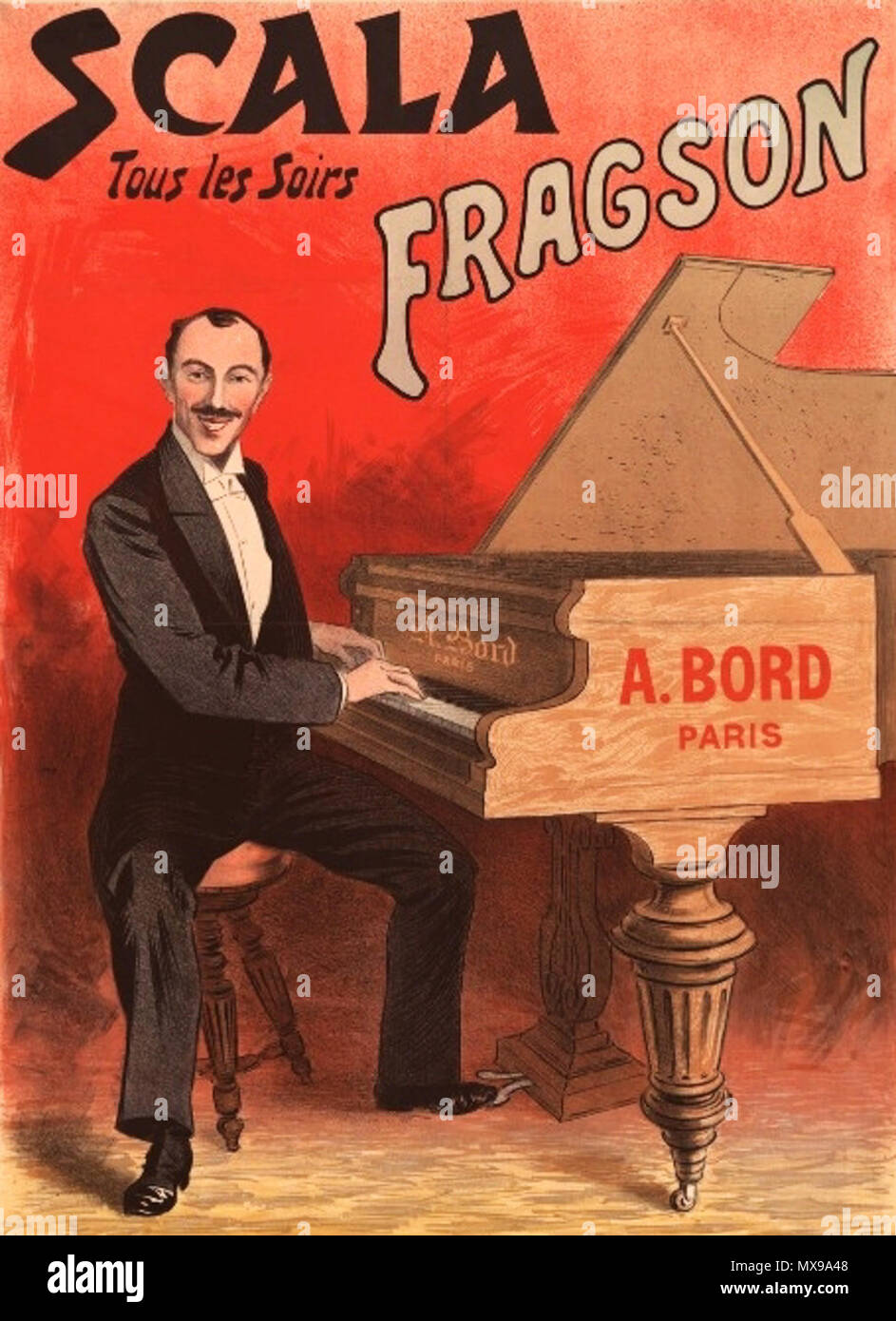 . English: Color lithograph poster for a cabaret show by French music ...