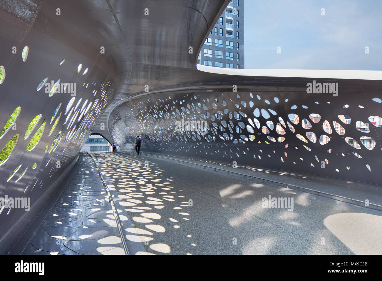ANTWERP-MAY 9, 2018. Interior of Park Bridge, a pedestrian and cyclist ...
