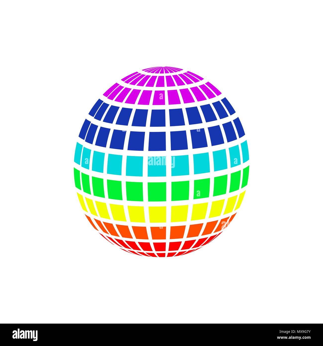 Rainbow globe, planet, LGBT night club logo, color sphere icon. Vector ...