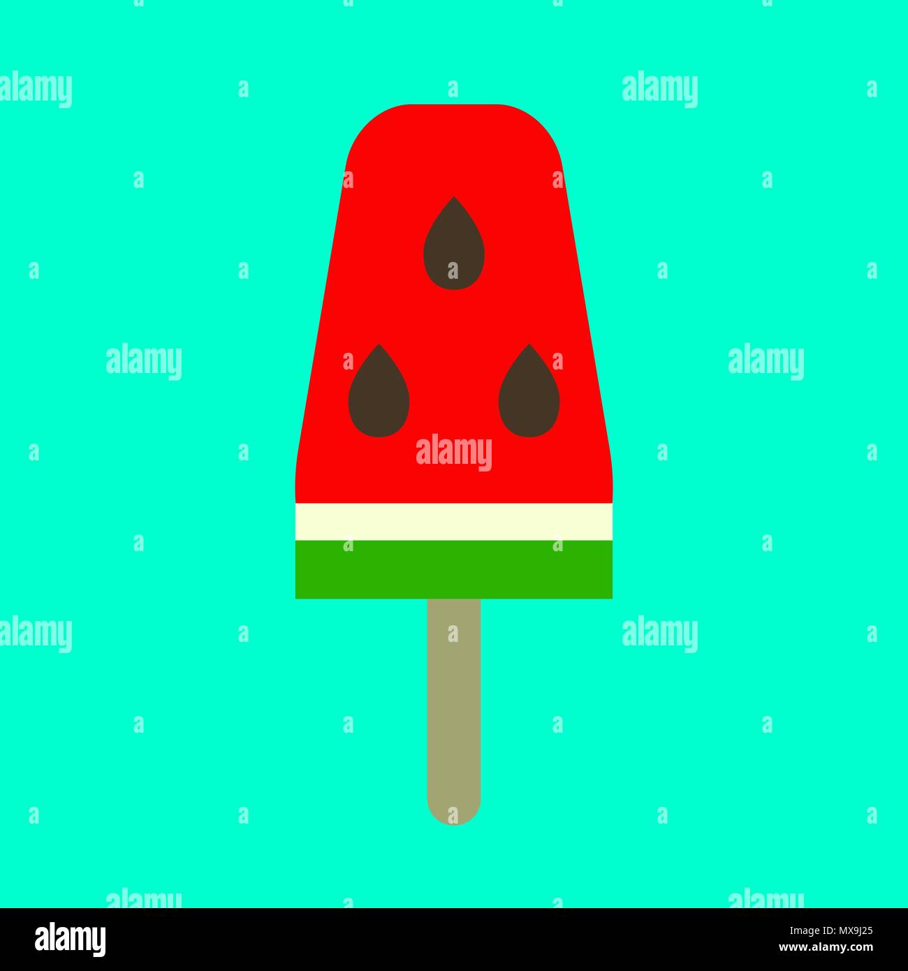 Watermelon ice cream, fruit ice cream icon, summer isolated symbol ...