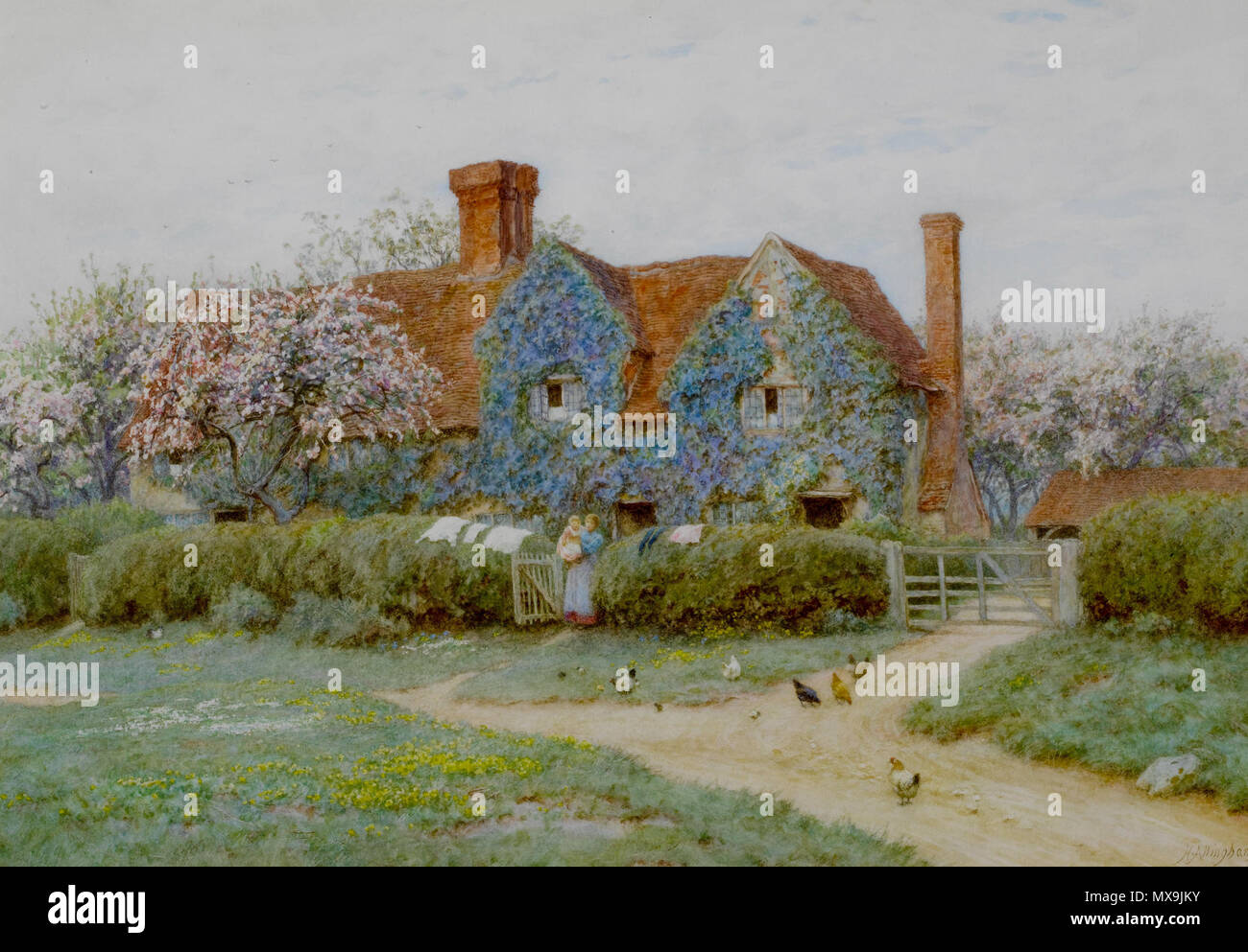 . English: A Buckinghamshire house at Penstreet. Signed H.Allingham ...