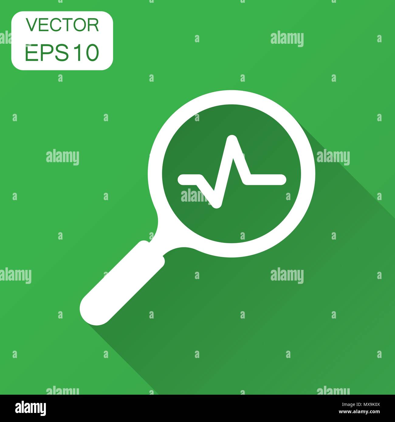 Magnifying glass icon with pulse. Vector illustration with long shadow ...