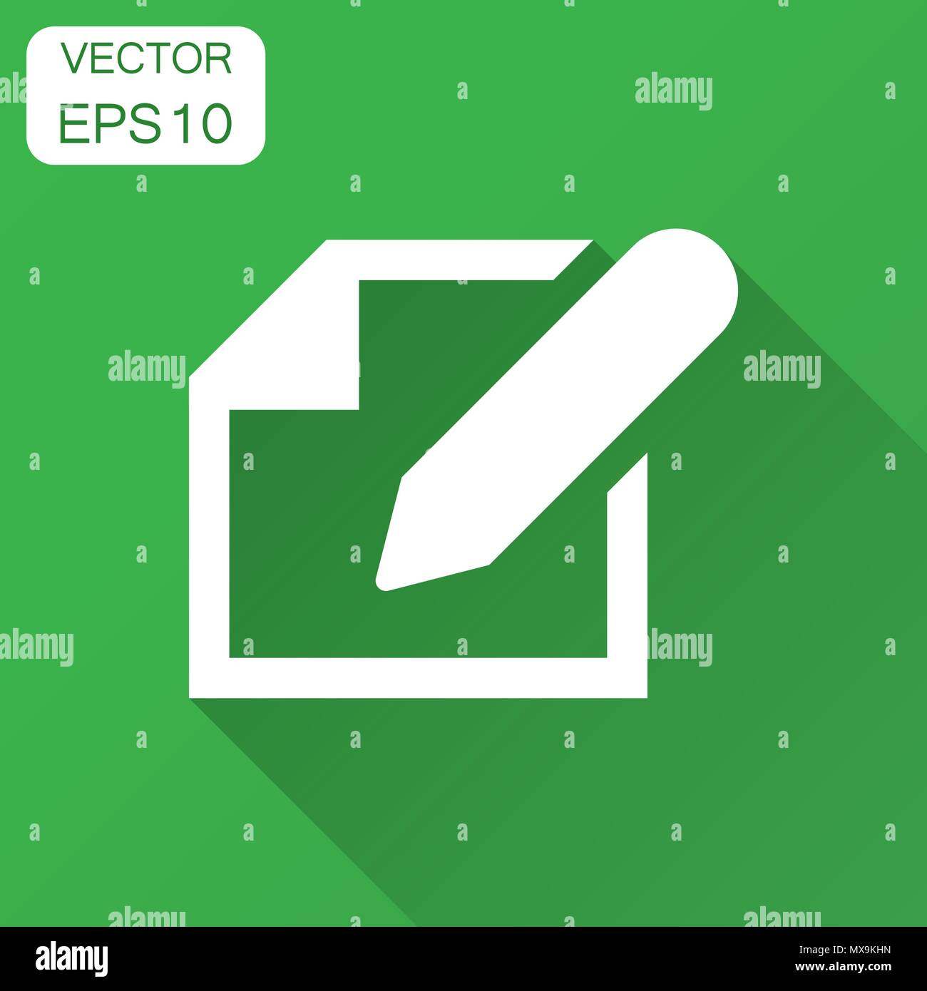 Notepad edit document with pencil icon. Vector illustration with long ...